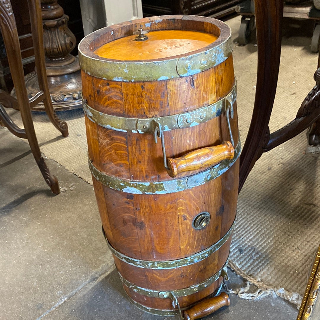 OAK WATER BARREL WITH TWO HANDLES — Lots of Furniture