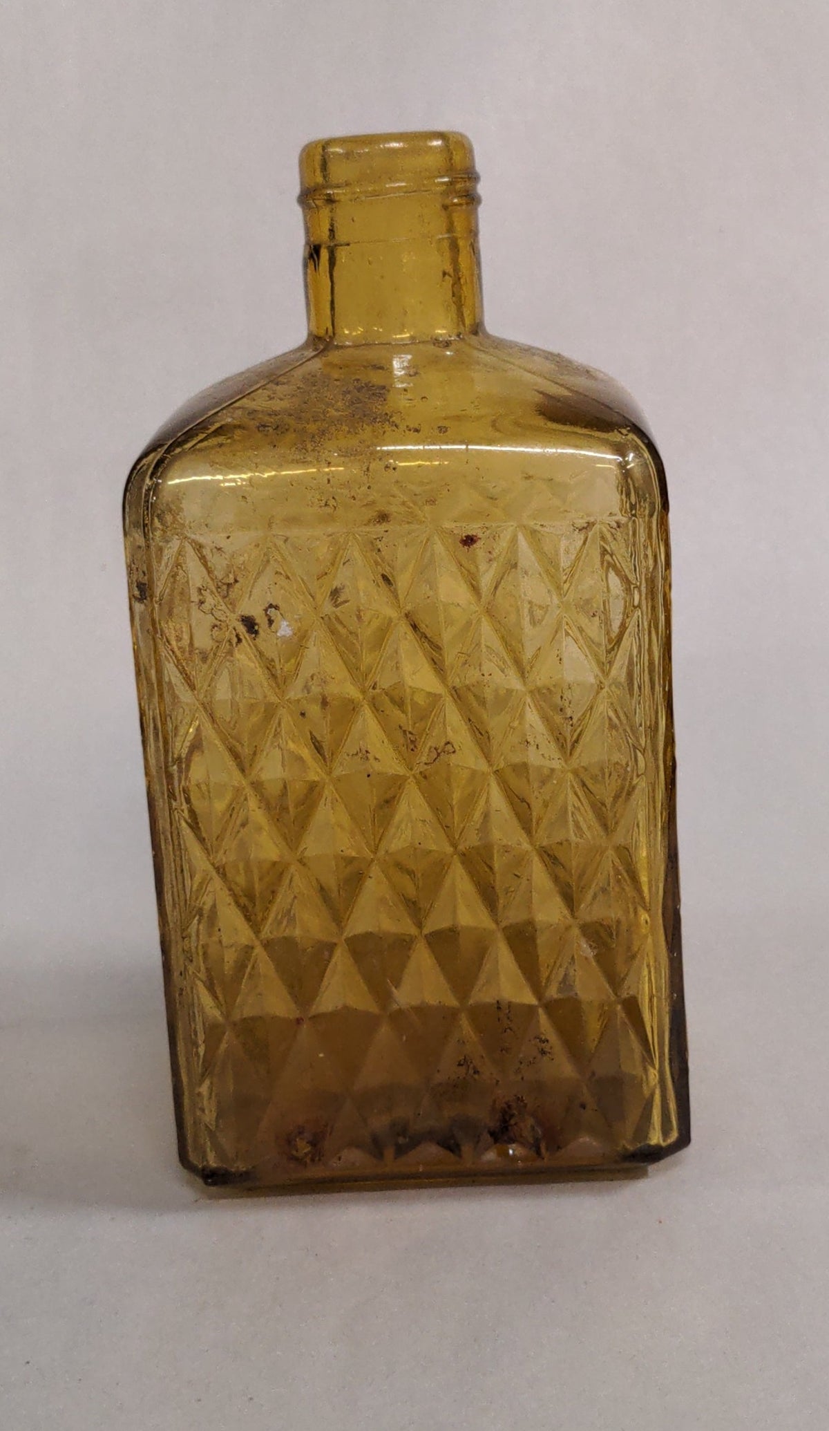 SMALL SQUARE AMBER GLASS BOTTLE — Lots of Furniture