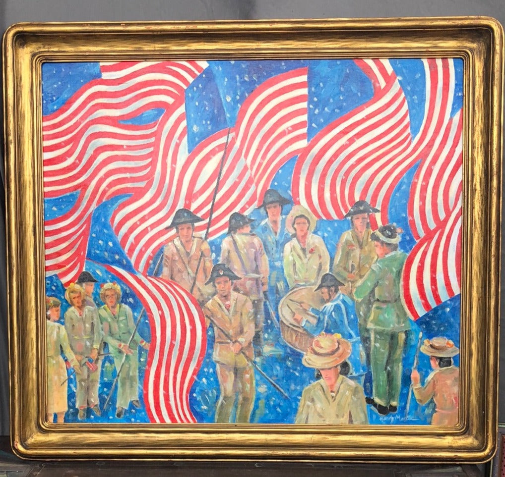 BICENTENNIAL OIL PAINTING WITH FLAGS-SIGNED HARDY MARTIN — Lots of ...
